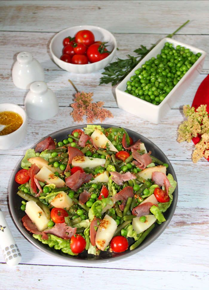 Salade de pommes de terre , haricots verts et bacon ( pour 1 pers ...
