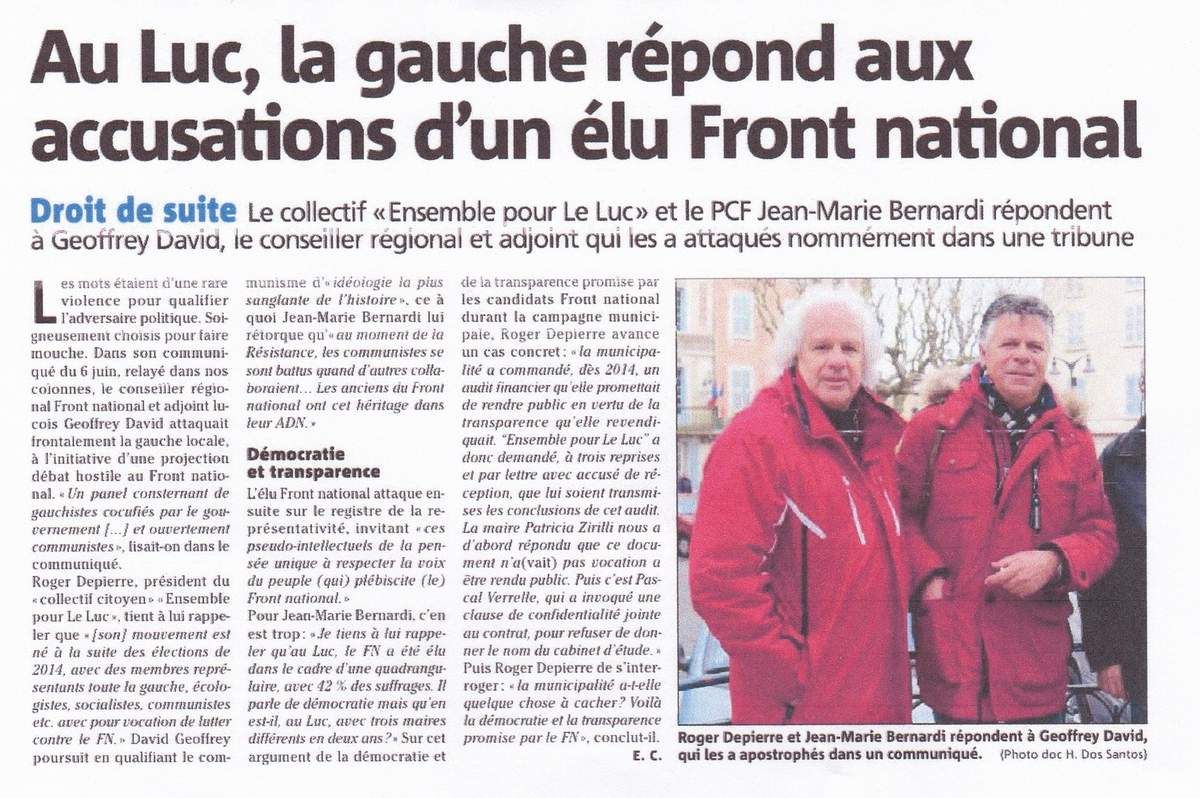 Ensemble pour Le Luc et le PCF répondent aux accusations d'un élu ...