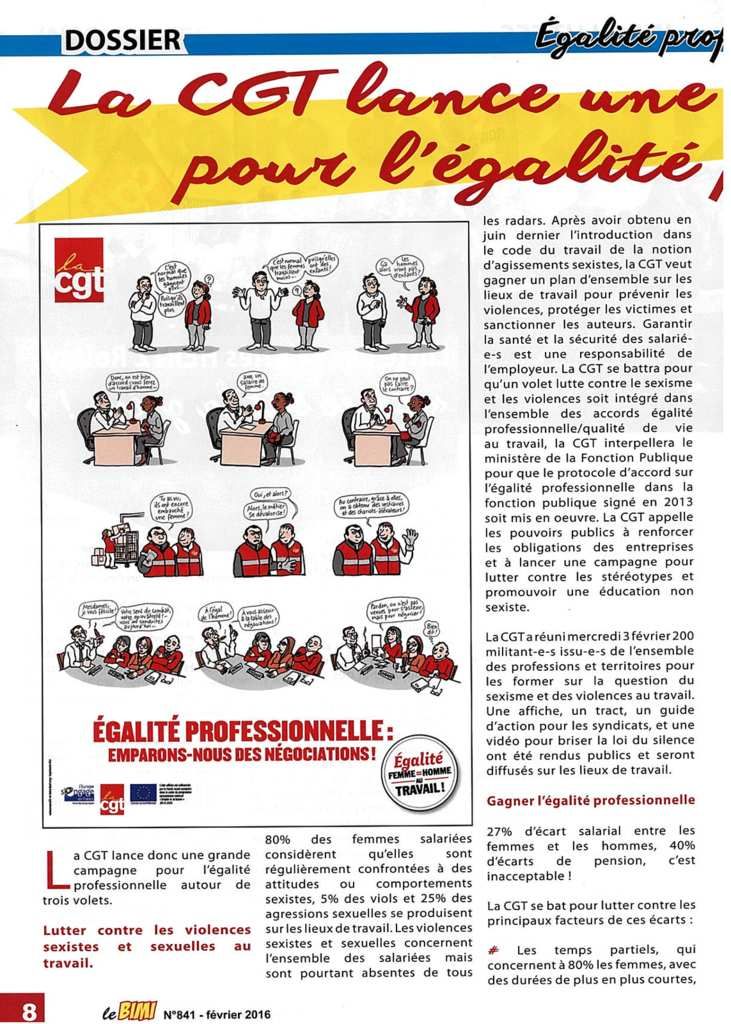 La CGT lance une grande campagne pour l'égalité professionnelle - Le ...