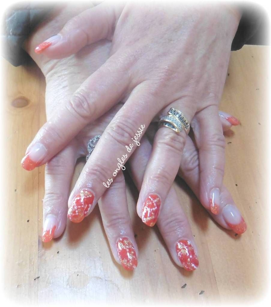 french corail et nailart serpent - Les Ongles de Jessie