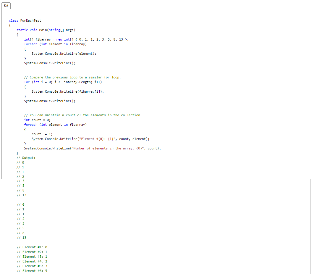 Ciclos en C#> Foreach - telematicsblog.over-blog.com