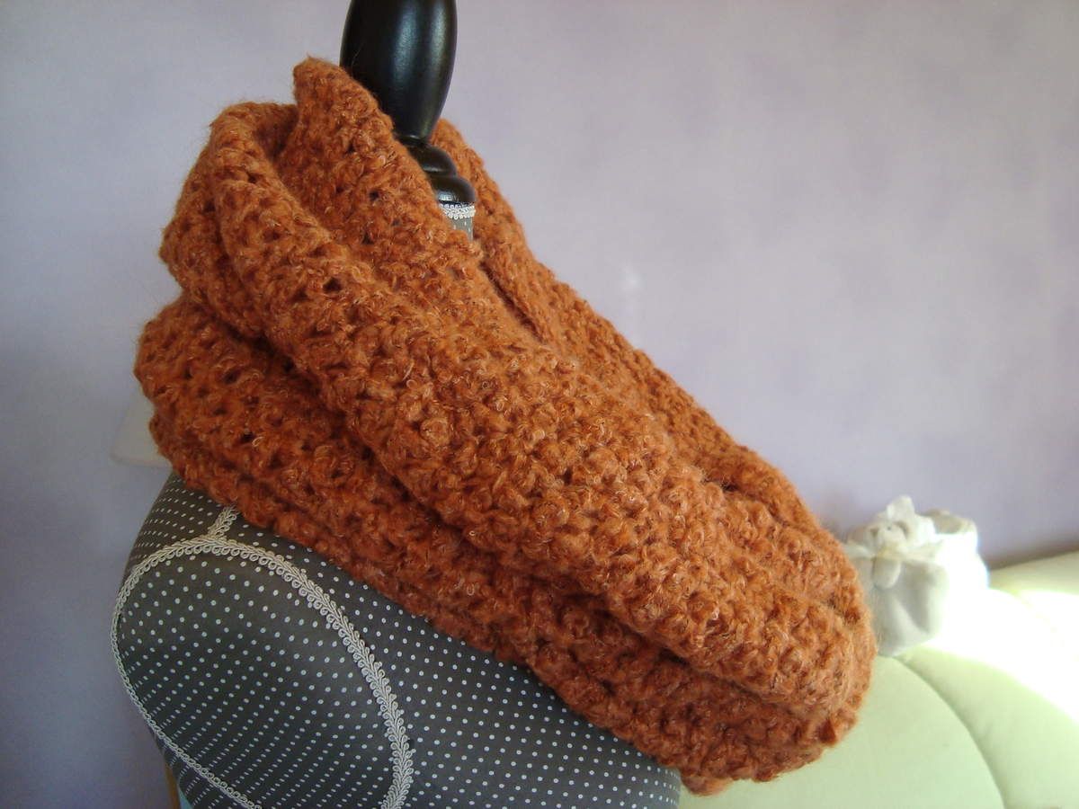 Écharpe-tube, Snood, Cache-cou, cache-épaule au crochet en laine fine ...