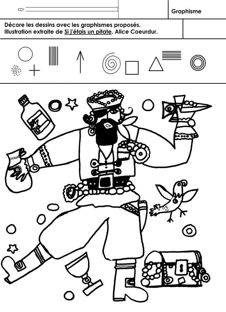 Les pirates, graphisme Moyenne section - école maternelle Gellow