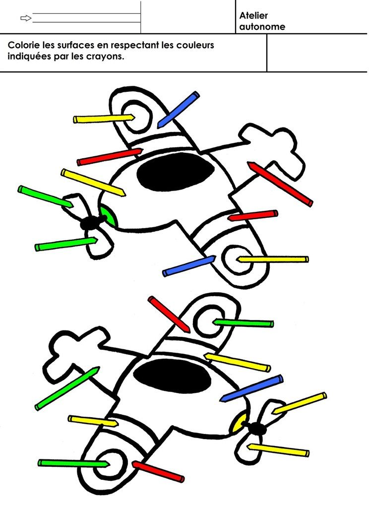 Atelier autonome coloriage selon un codage - école maternelle Gellow