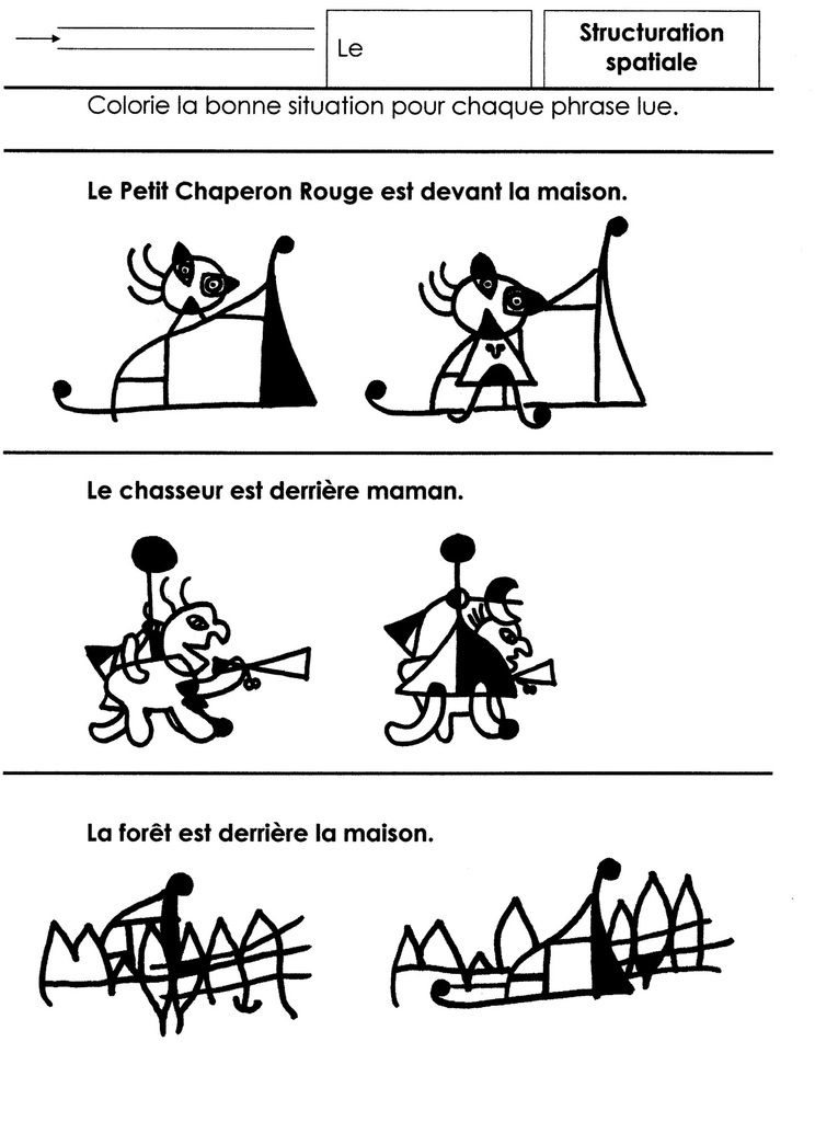 Petit Chaperon Rouge, vocabulaire spatial - école maternelle Gellow