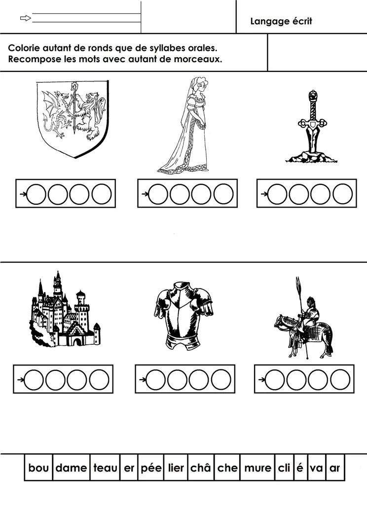 Le Moyen-Age, langage écrit - école maternelle Gellow
