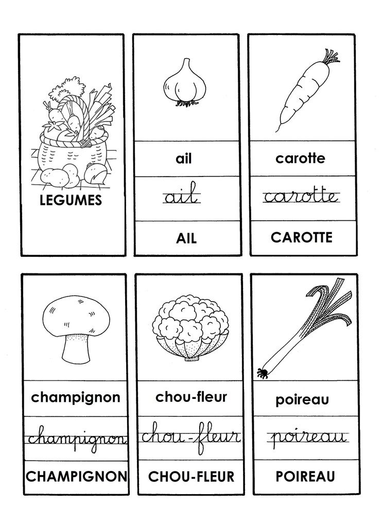 lexique des légumes - école maternelle Gellow