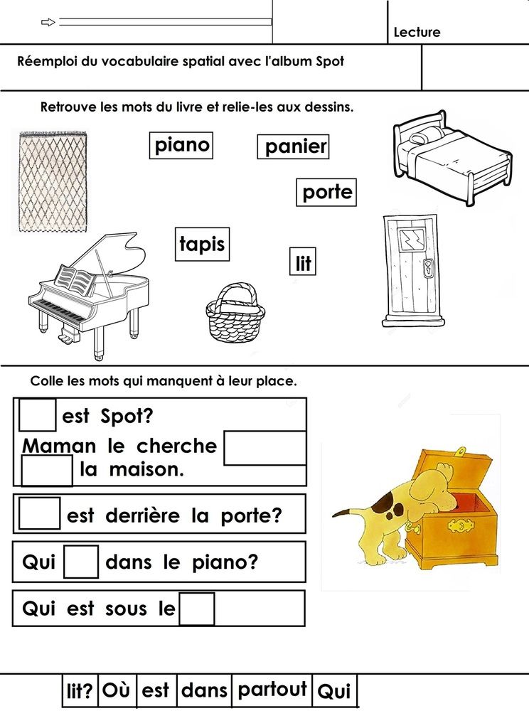 Lecture CP semaine 6, avec Spot. Fiche 1 - école maternelle Gellow Lecture CP semaine 6, avec Spot. Fiche 1 - école maternelle Gellow