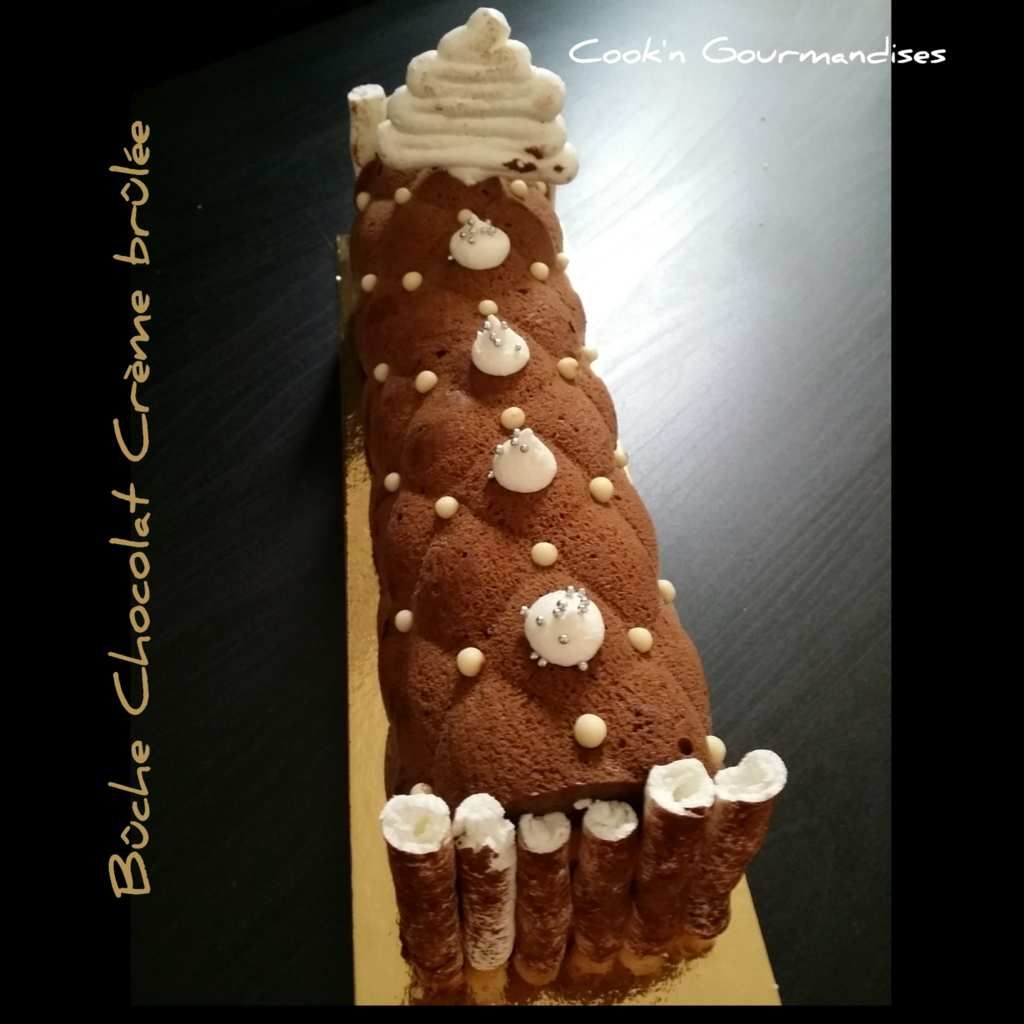 Bûche Chocolat Noir et Crème Brûlée - COOK'N GOURMANDISES