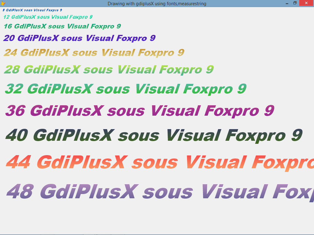 Working with fonts - Visual Foxpro codes