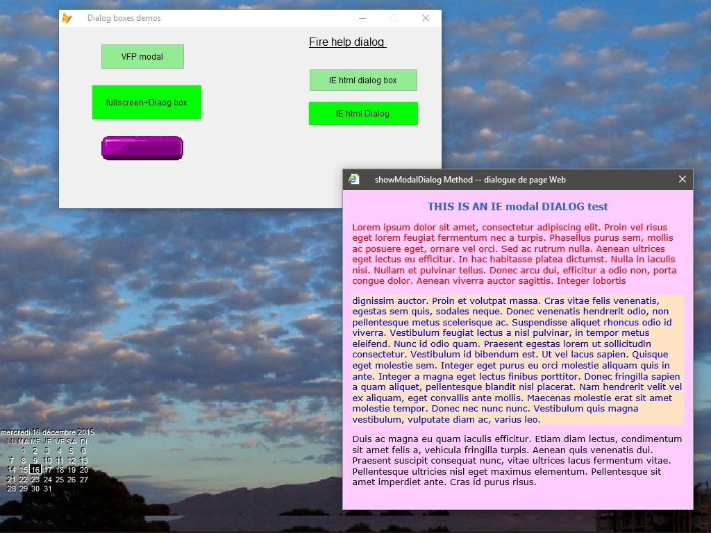 Modal dialog box (html and classic). - Visual Foxpro codes