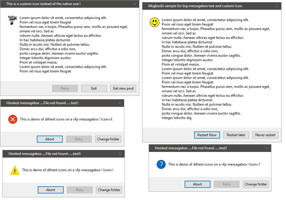 VFP messagebox function Hook (captions and icon) - Visual Foxpro codes