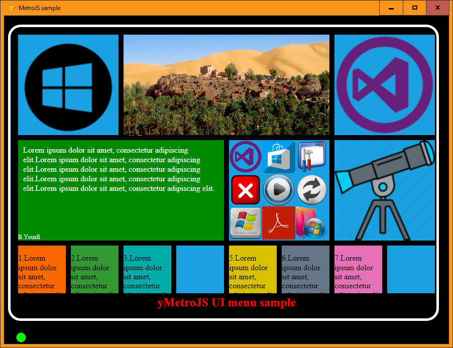 A web metro interface to build tiles - metroJS - Visual Foxpro codes