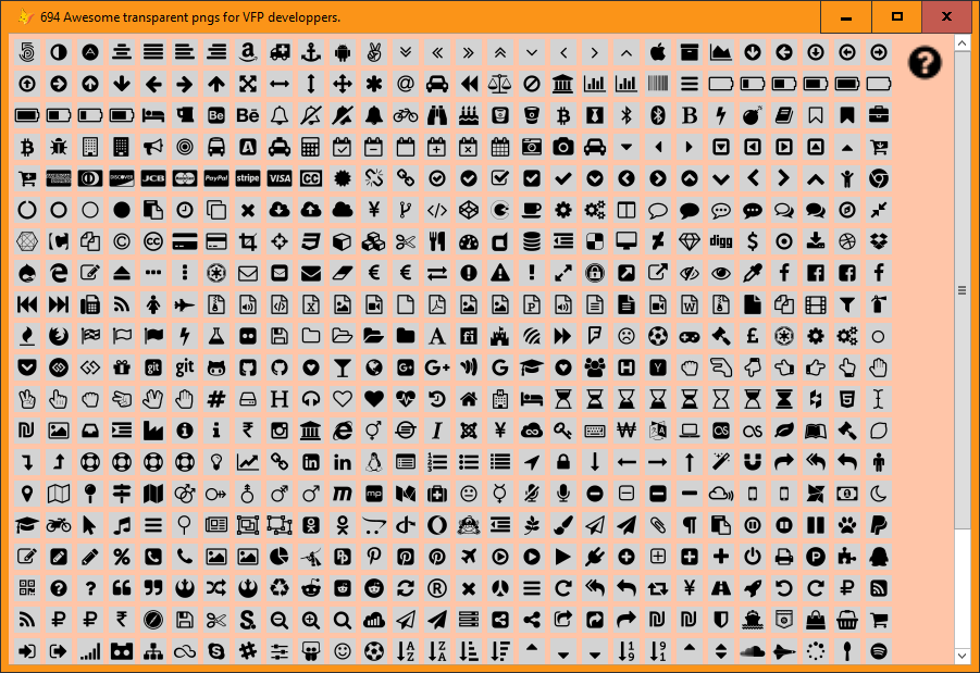 Using "Awesome" web font for icons in VFP - Visual Foxpro codes