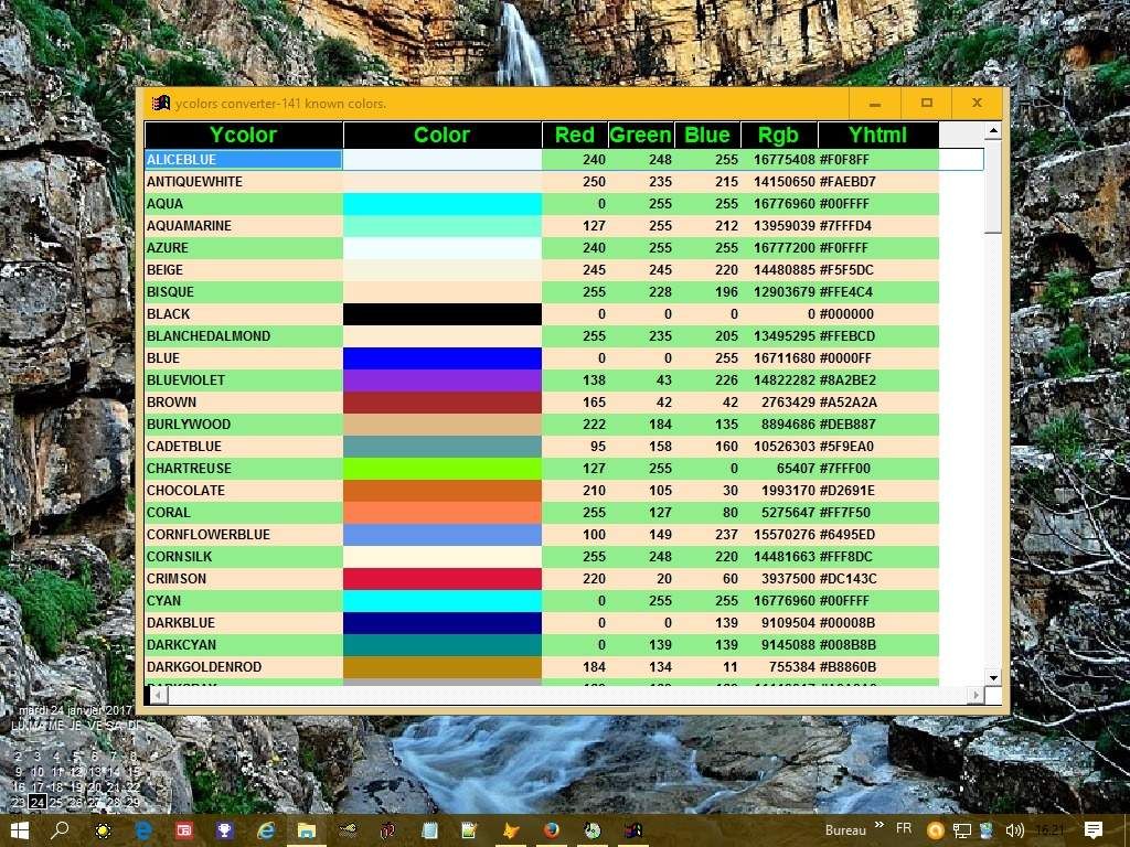 The gdiplusX known colors translator - Visual Foxpro codes