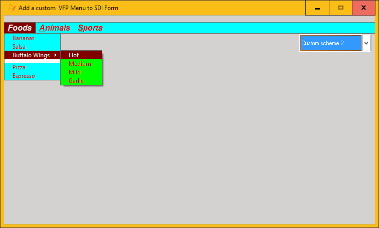 Working with color schemes in vfp menus - Visual Foxpro codes