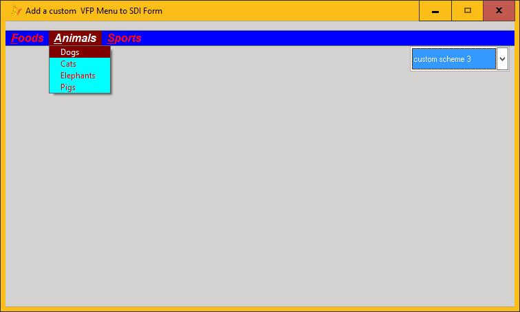 Working with color schemes in vfp menus - Visual Foxpro codes