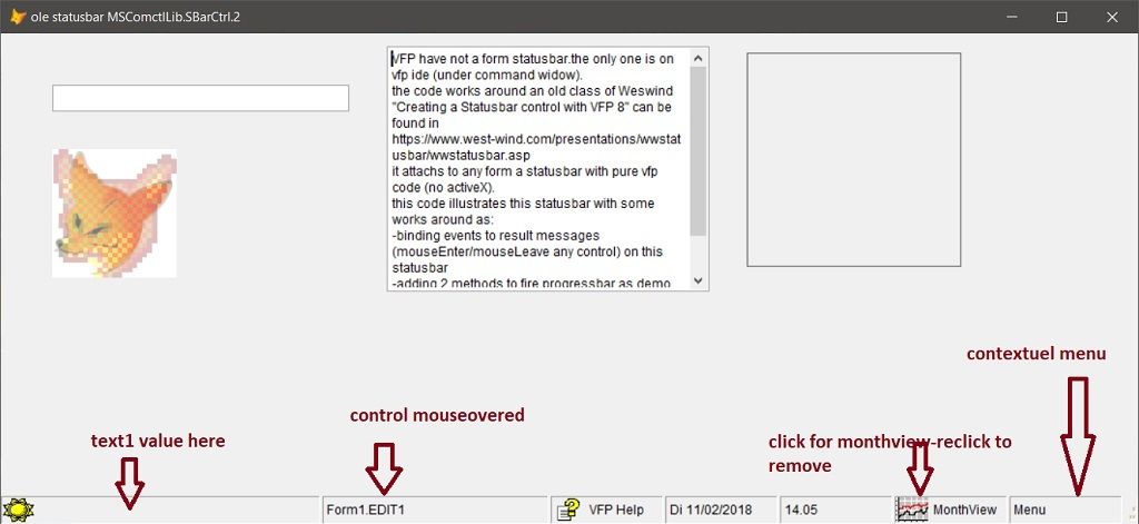 VFP Form statusbar and progressbars - Visual Foxpro codes