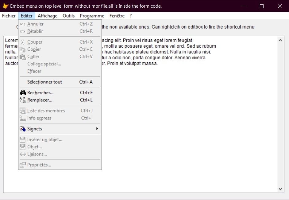 working with vfp native menus - Visual Foxpro codes