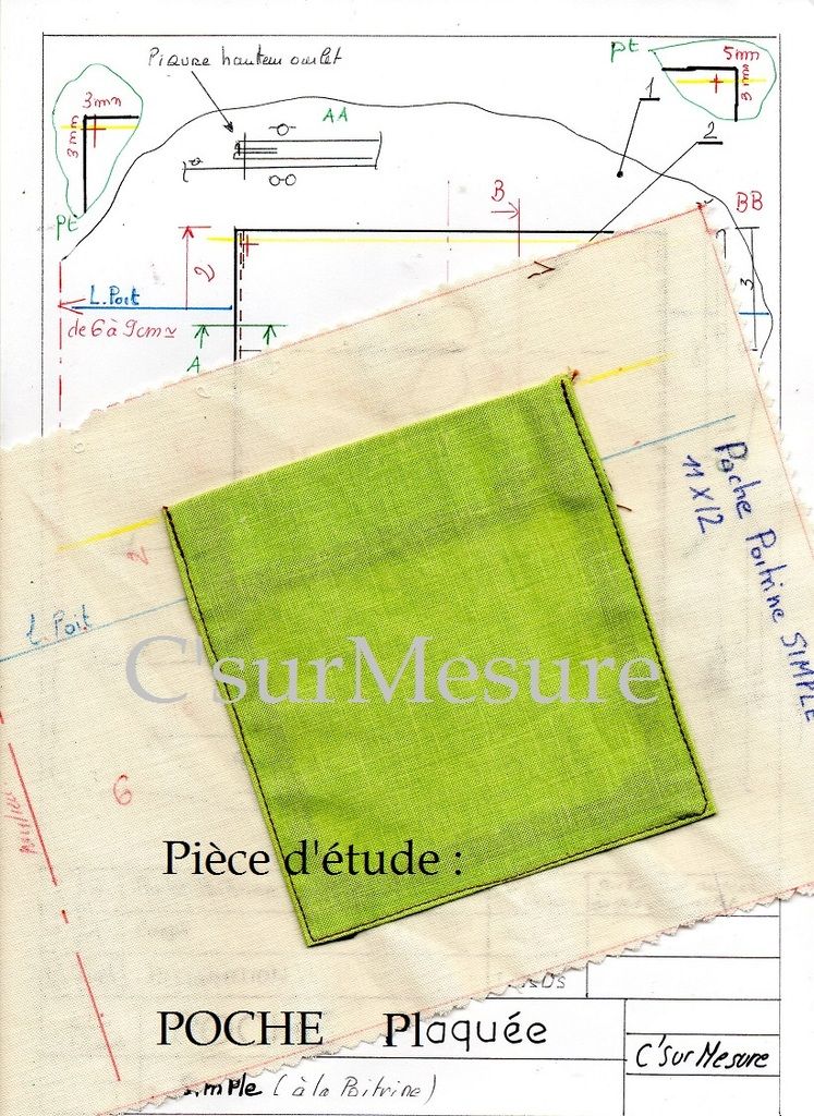 pièce d’étude : poche plaquée simple. - C'sur Mesure