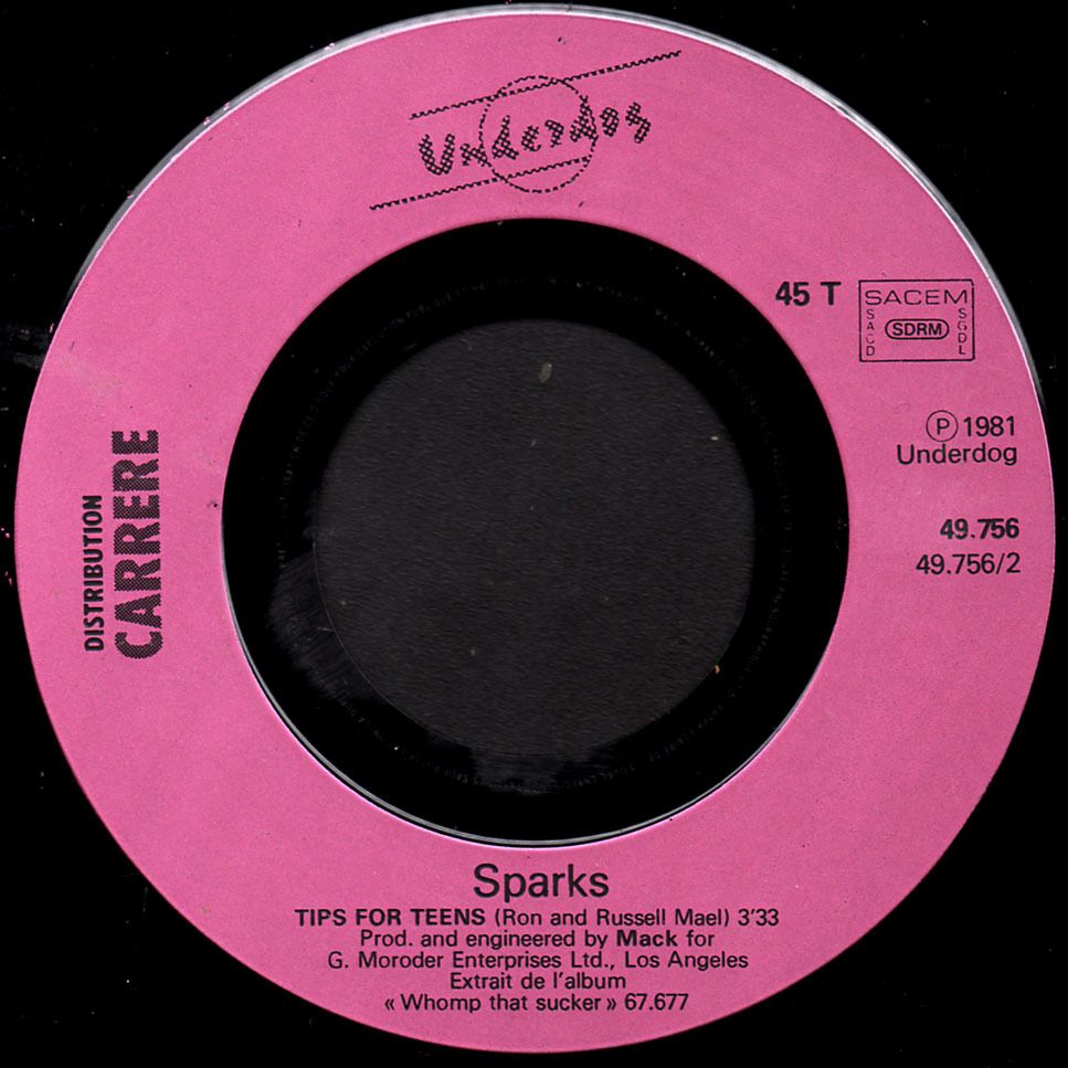 Sparks - Funny face /Tips for teens - 1981 - l'oreille cassée