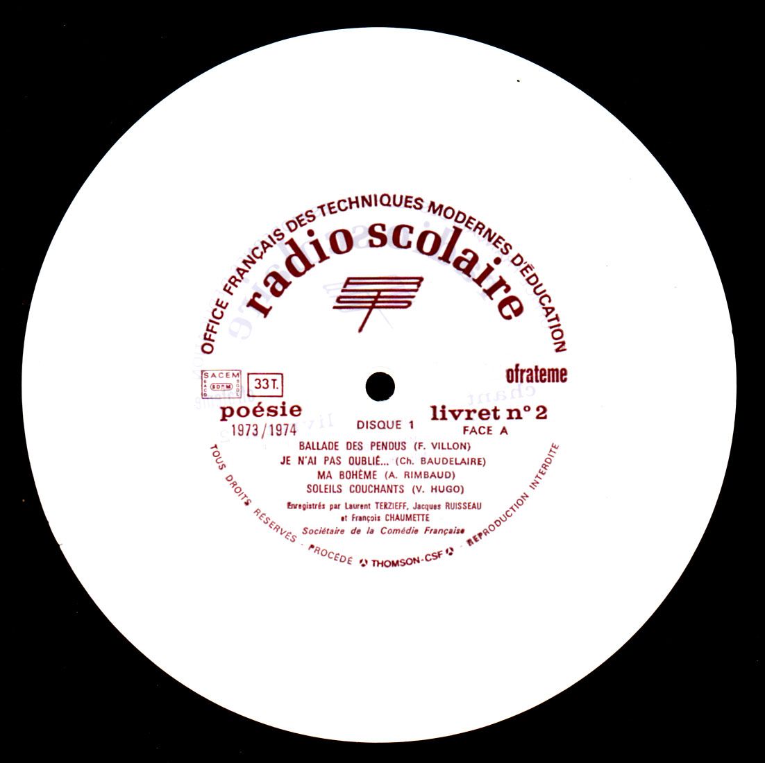 chant et poésie - volume 2 - disque 1- Emissions de la radio scolaire ...