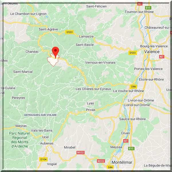 Ardèche - Le Cheylard - Position château La Chèze sur carte - Château ...