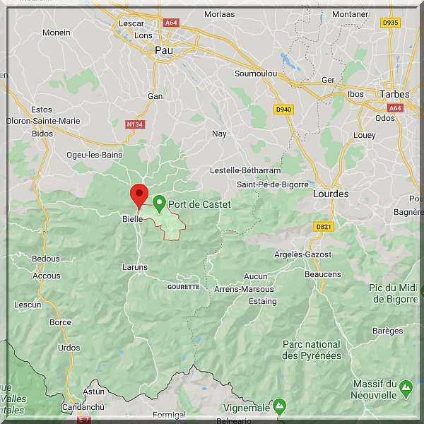 Pyrénées Atlantiques - Castet - Position château sur carte - Château ...