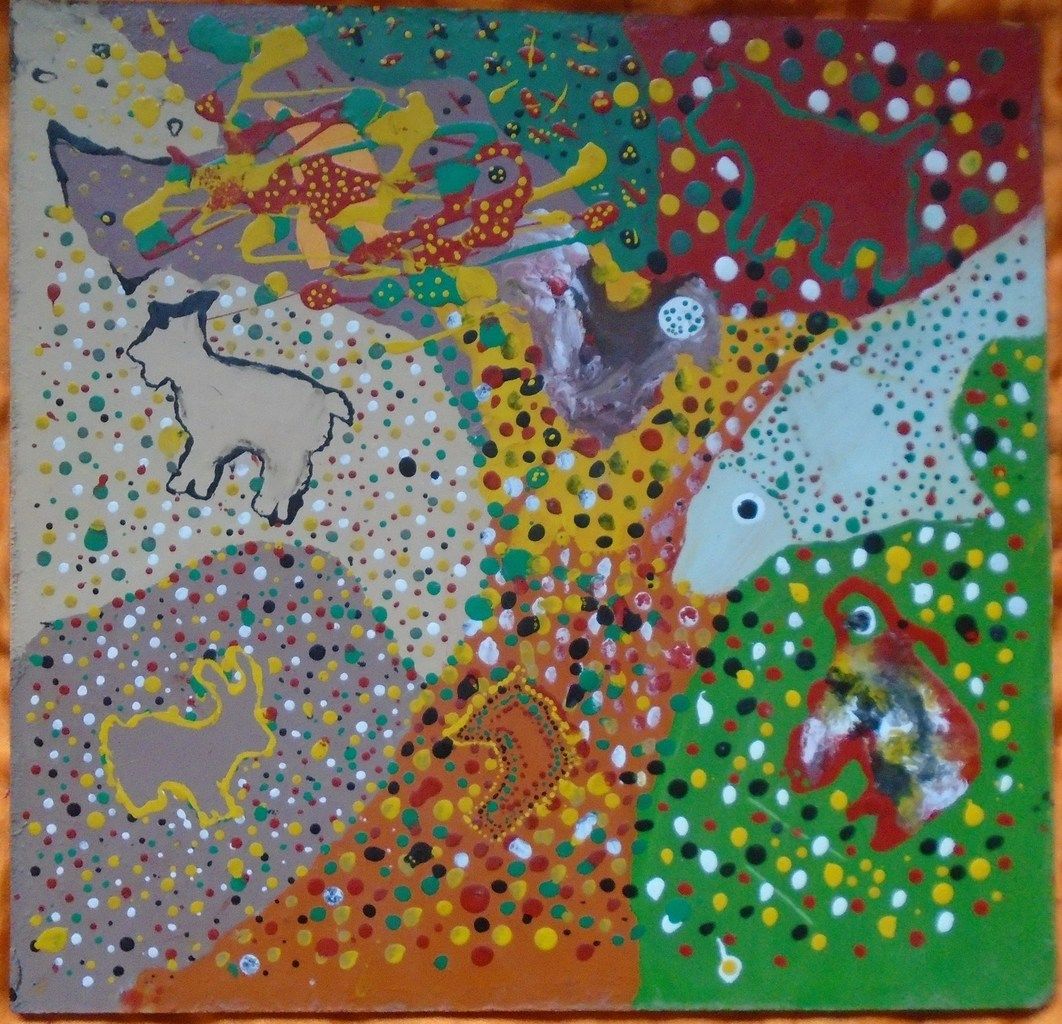 Collection Emmaüs --) Un carré de carton peint étrange --) Les animaux ...