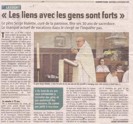 30 ans de Sacerdoce. - Notre Dame de l'Espérance du Noyonnais