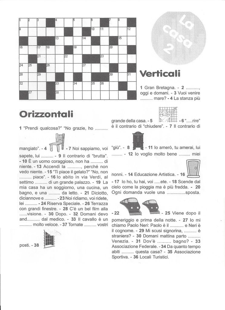 Livello "principianti" : 2 FACILISSIMI CRUCIVERBA "la casa" - due righe ...