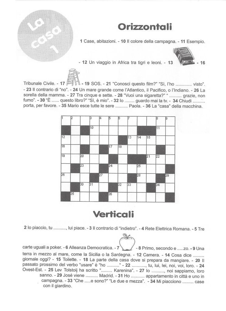 Livello "principianti" : 2 FACILISSIMI CRUCIVERBA "la casa" - due righe ...