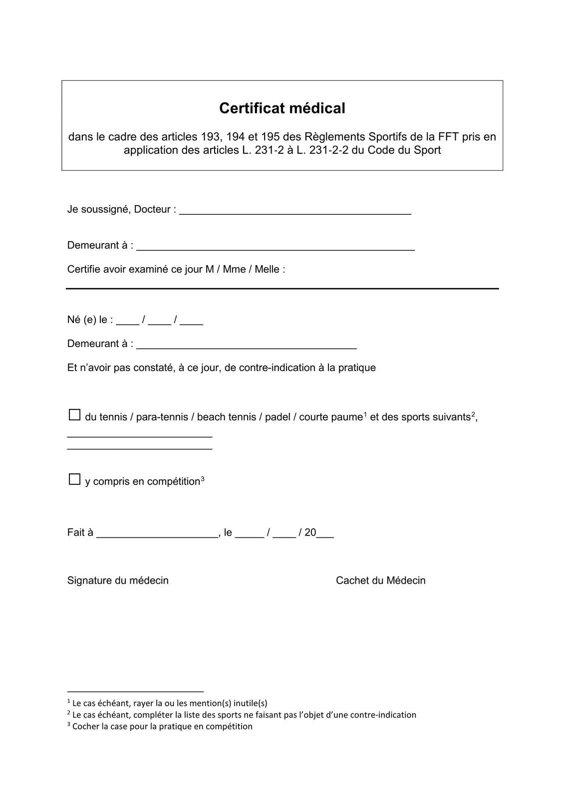 Certificat médical ... - Activités & Actualités du TCW