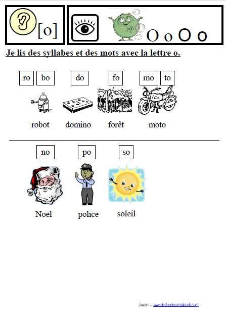 Fiche de son : le son [o] - Des Bonheurs à l'École