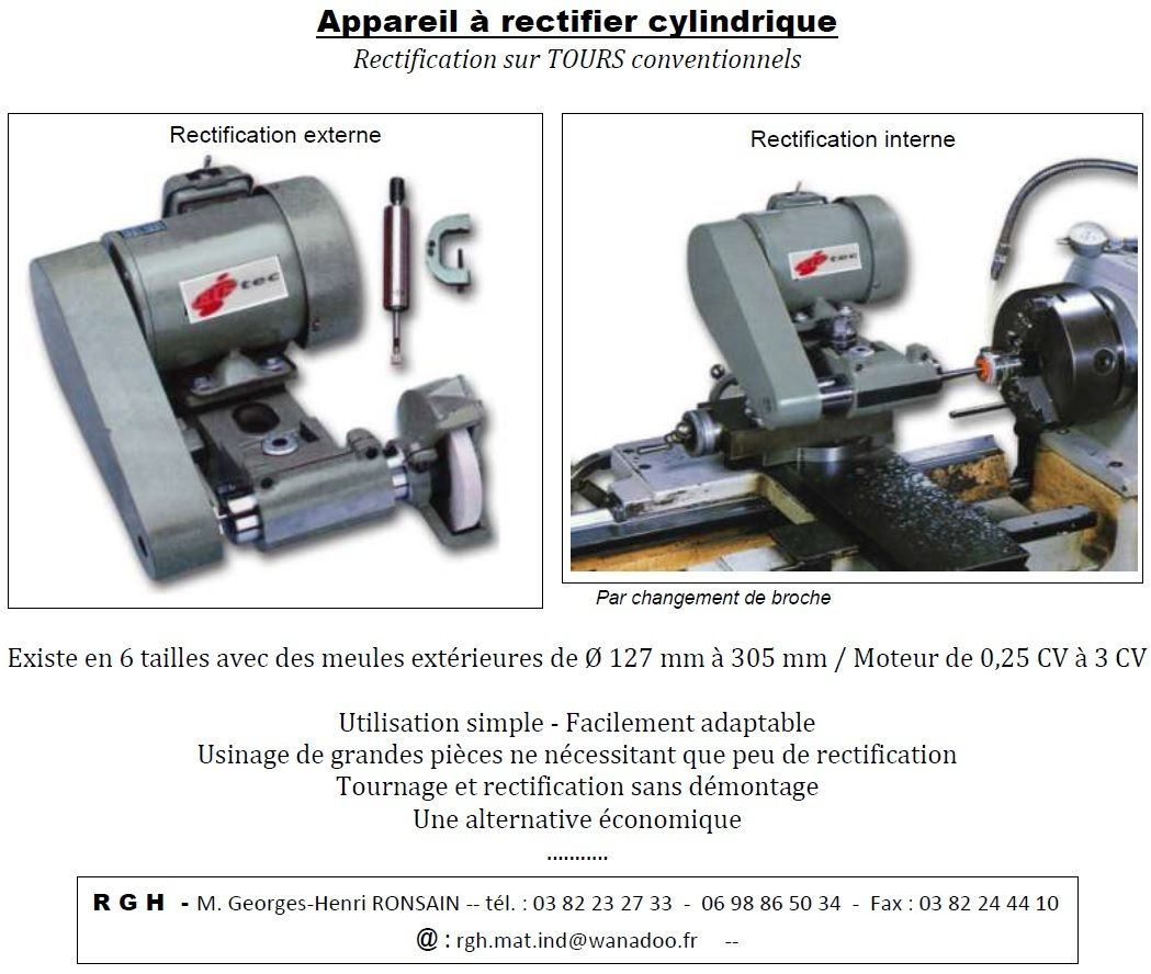 Appareil à rectifier sur TOURS - MORTAISEUSE METAL - ACIER