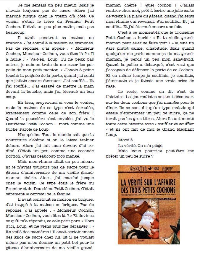 La vérité sur l'affaire des trois petits cochons... - Maîtresse tête en ...