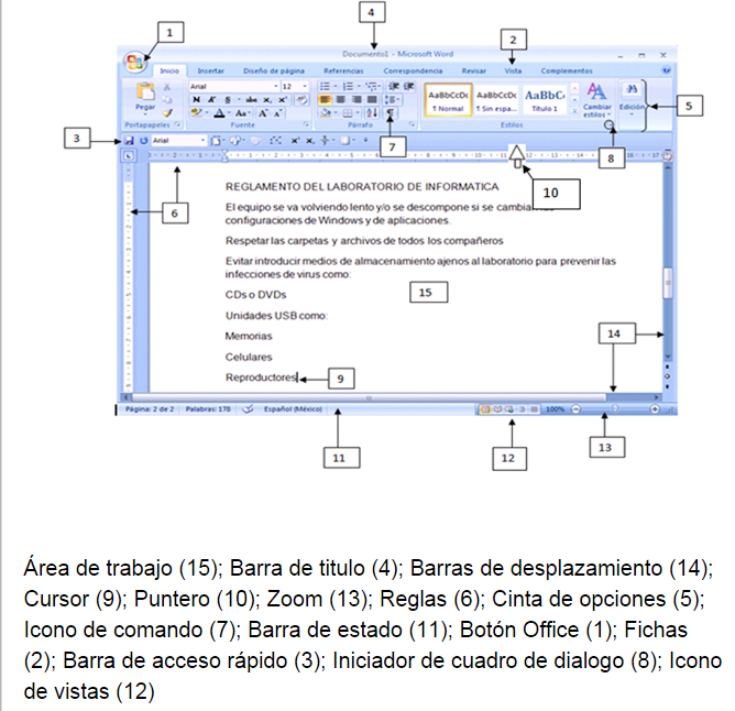 Elementos de la ventana de Microsoft Word - 2 de Octubre BUAP Informática