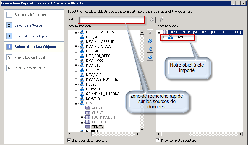 Création référentiel (RPD) avec administration tool 12.2 - GLOBAL ...