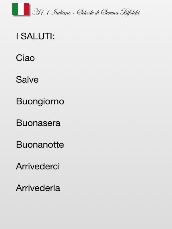 I saluti - Impariamo l'italiano