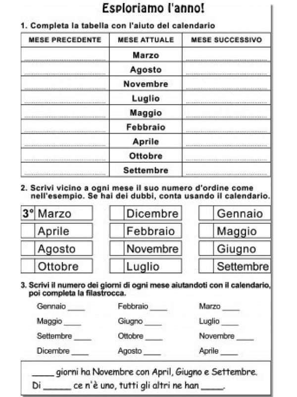 I mesi dell'anno - Impariamo l'italiano