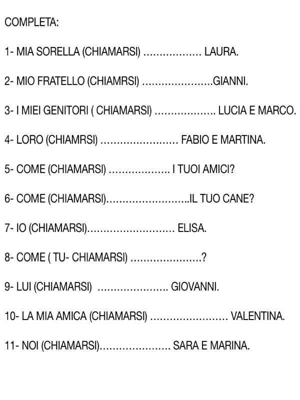 Verbo chiamarsi - Impariamo l'italiano
