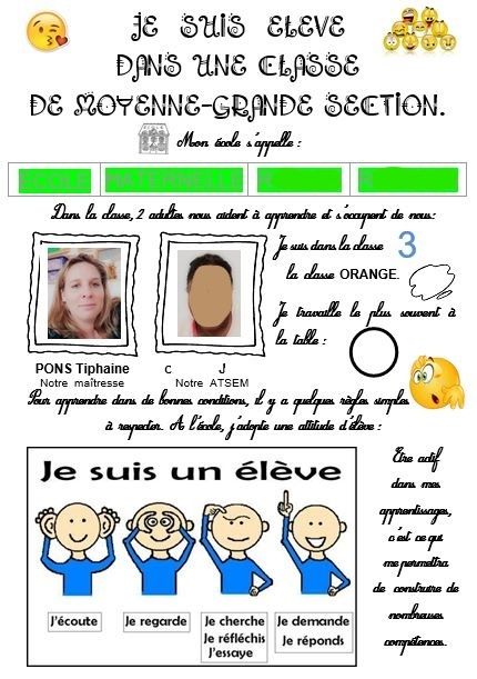 Présentation de la classe dans le classeur - Lutins de maternelle