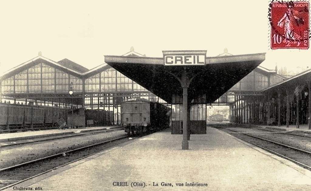 CP gare de Creil marquise intérieure (60) - Le p'tit train de Jicé