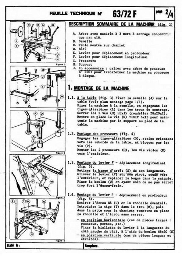 Manuel mortaiseuse Kity 652 (génération 60 à 70) - Les vieux outils de Jicé & Généalogie