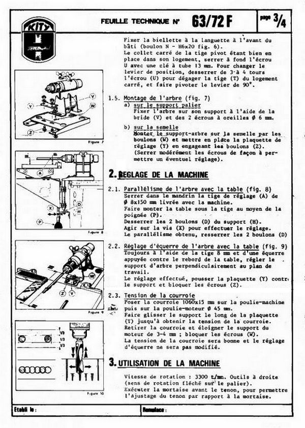 Manuel mortaiseuse Kity 652 (génération 60 à 70) - Les vieux outils de Jicé & Généalogie