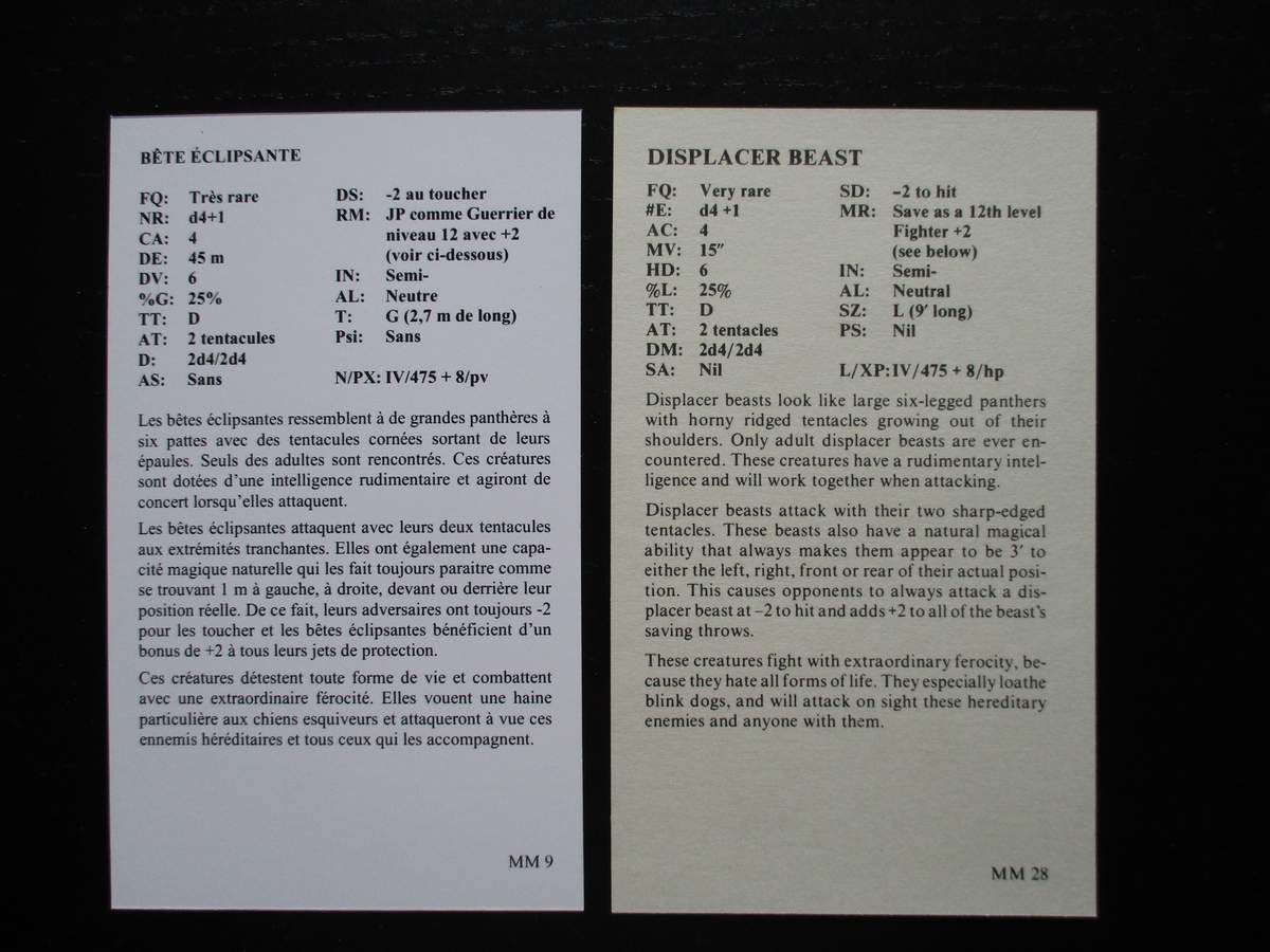 AD&D cartes monstres série 1 - La forge de papier