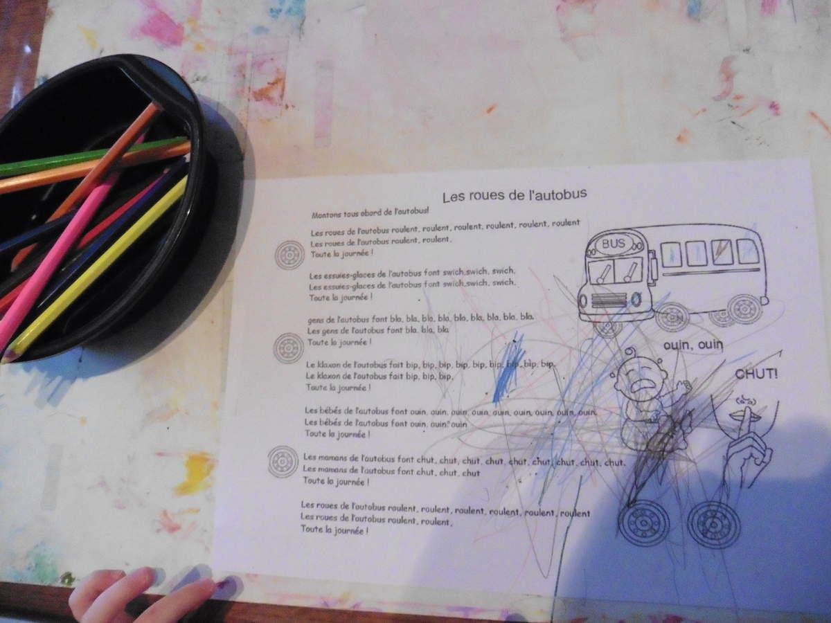 Comptine "les roues de l'autobus" (coloriage et chanson) - Bienvenue ...