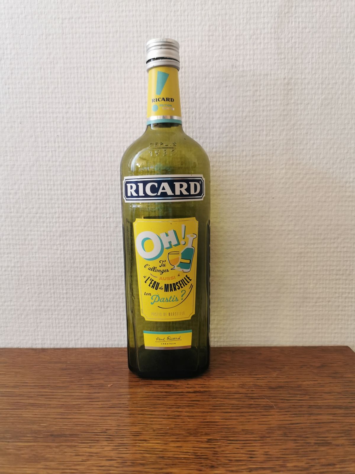 Bouteille de Ricard 1L "Tu l'allonge aussi à l'eau de Marseille ton ...