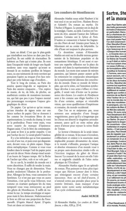 Les Condors de Montfaucon (roman) - Alexandre H Mathis romans et films