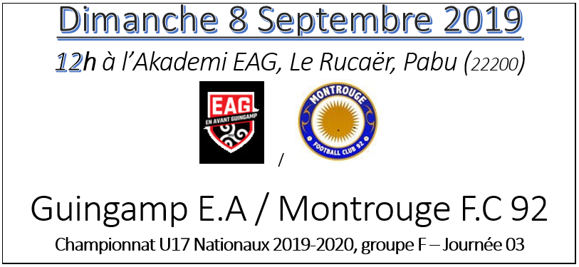 Bonjour, U17Nat - EAGuingamp - Championnat J03 : Feuille de route pour la réception... - U17 ...